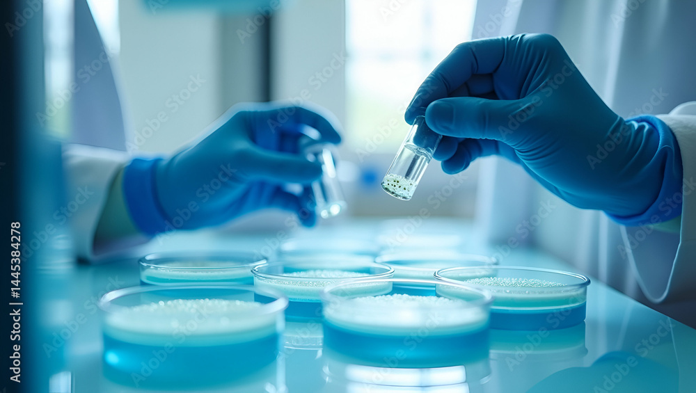 Microbiologists Conducting Water Bacteria Tests: Culturing Samples on ...