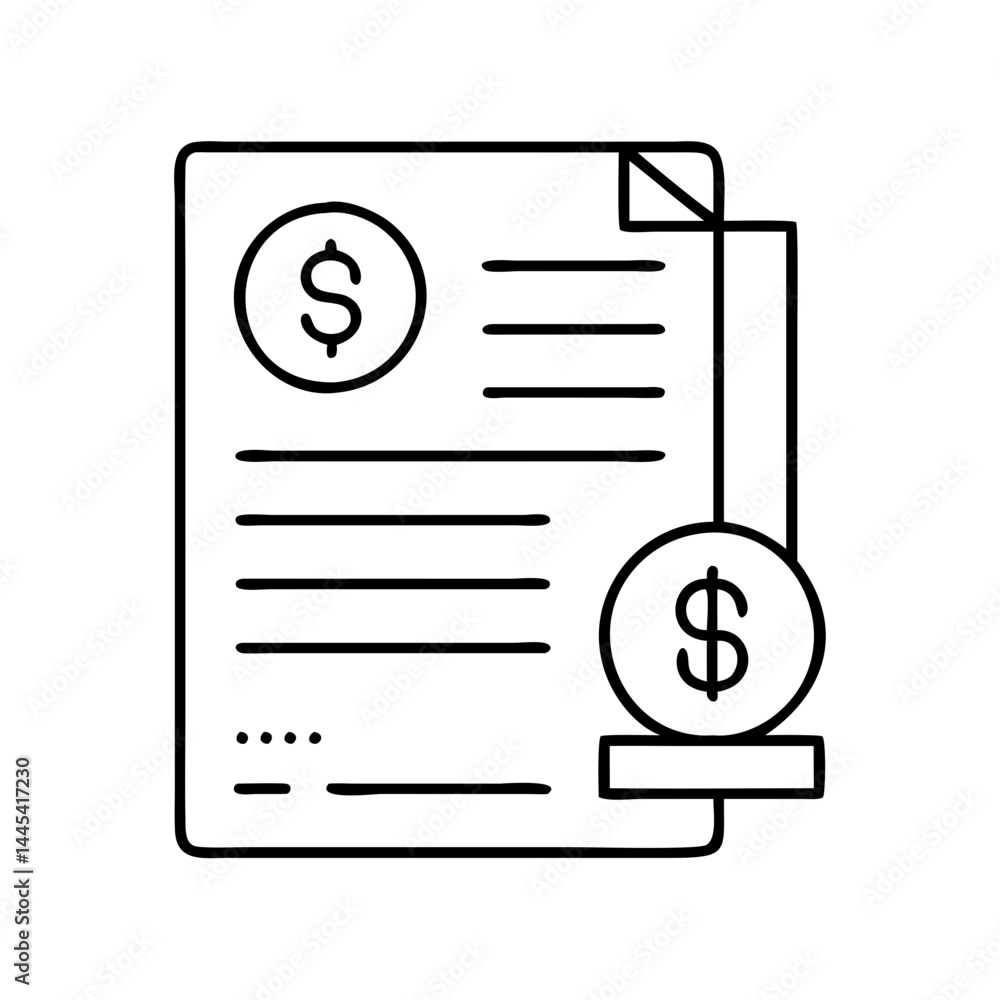 loan statement icon, loan statement line art - simple line art of loan ...