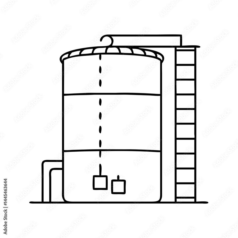 storage tank icon, storage tank line art - simple line art of storage ...