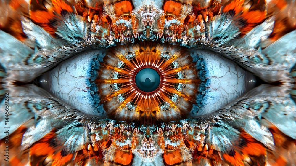 Mesmerizing kaleidoscope eye with fractal patterns and vibrant color ...