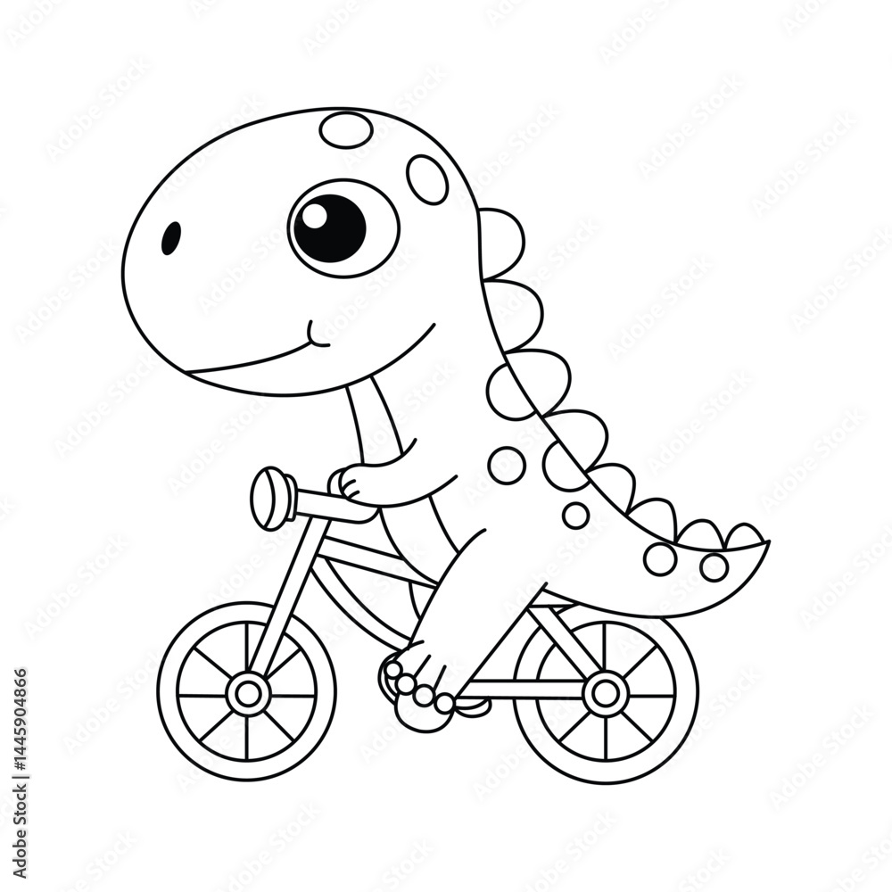 Dinosaur coloring page hand drawn line art for kids Stock Vector ...