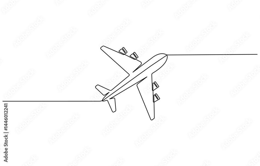 Continuous one line drawing airplane. vehicle concept. Single line draw ...