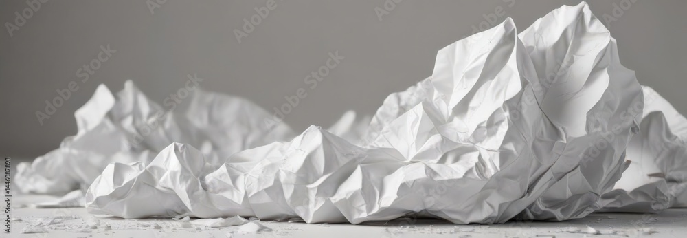 Severely crumpled white paper, deep creases and wrinkles , wrinkled ...
