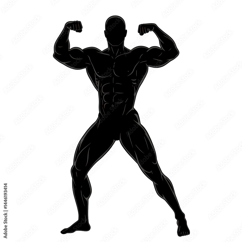 Strong man silhouette PNG, or Cutout, muscular man, bodybuilder ...