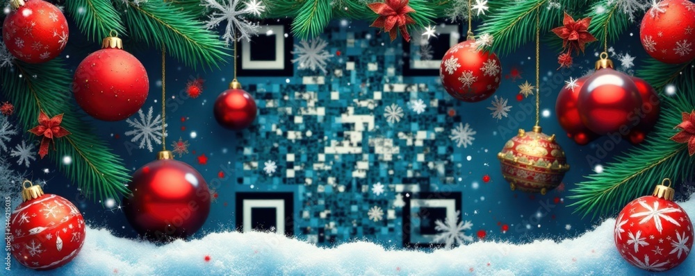 Holiday-themed QR code with festive decorations and patterns, patterns ...