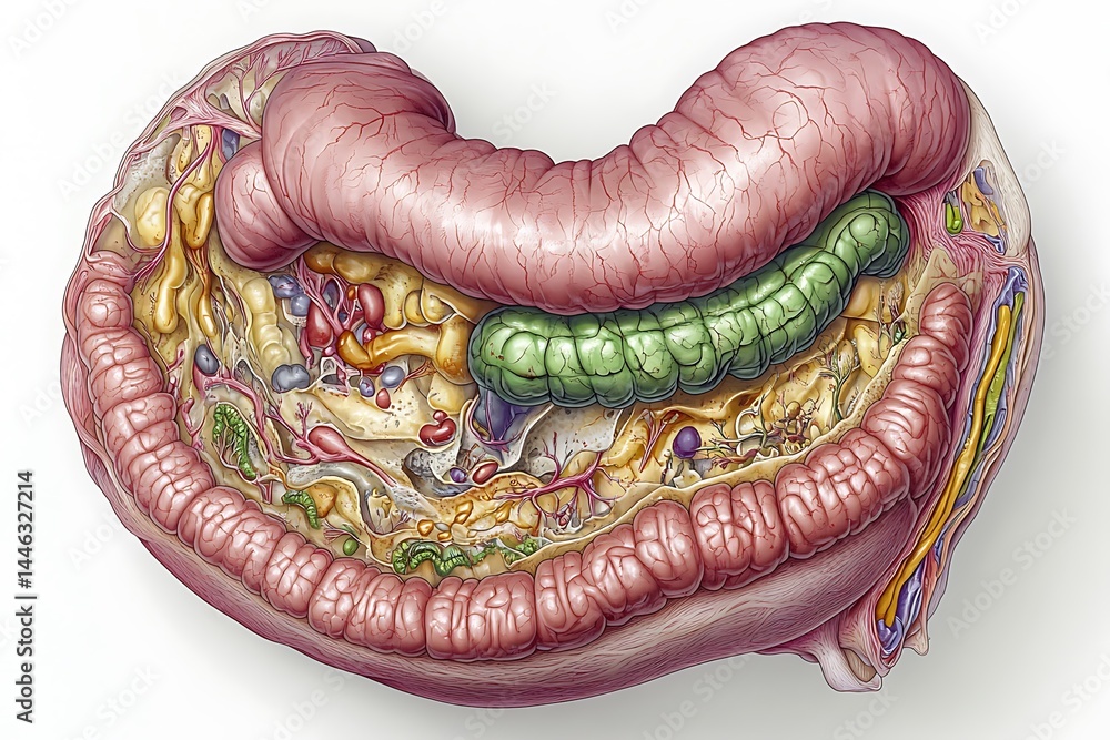 **Realistic Depiction Of The Human Stomach Showing Gastric Juices ...