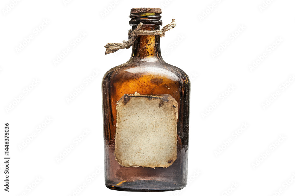 Antique amber bottle aged label rustic charm blank tag old fashioned ...
