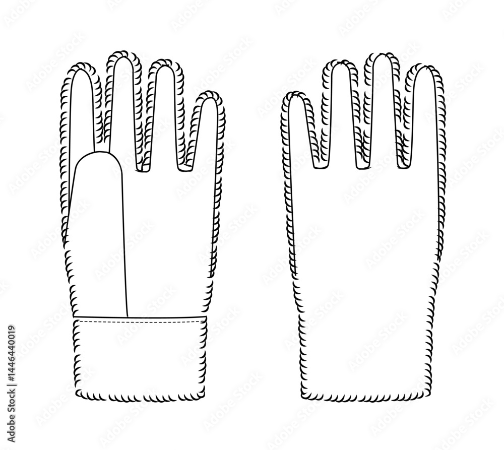 Fluffy Gloves Fashion hand accessory clothing technical illustration ...