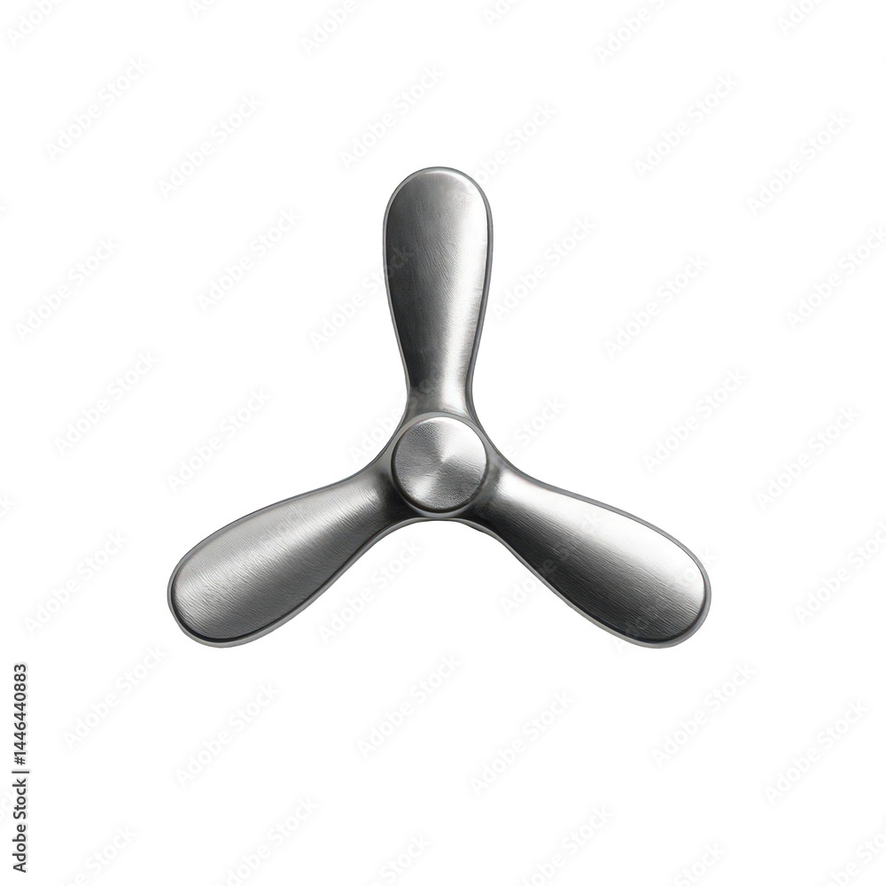 Metallic three-lobed spinner toy with a sleek, curved design and ...