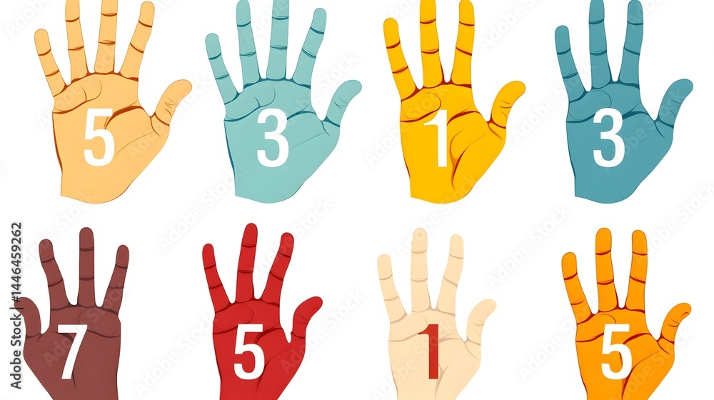 Educational addition worksheet with illustrated fingers for children ...