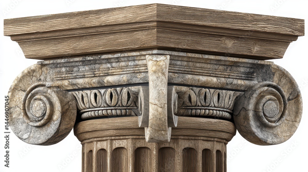Ancient Greek temple, majestic columns, triangular pediment, white background Ideal for ...
