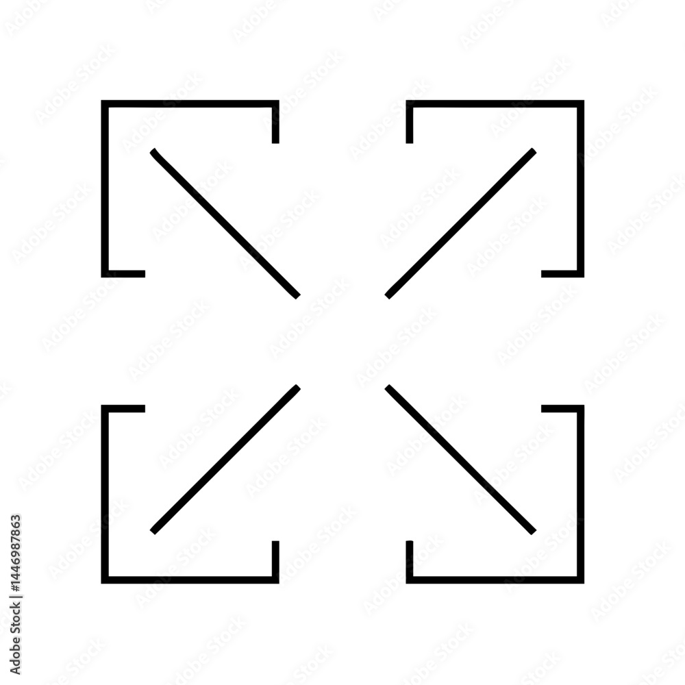 full screen icon, full screen line art - simple line art of full screen ...