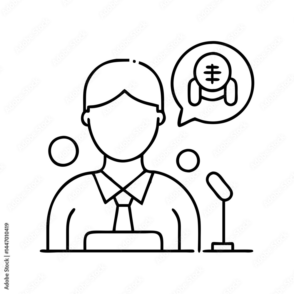 co host icon, co host line art - simple line art of co host, perfect ...