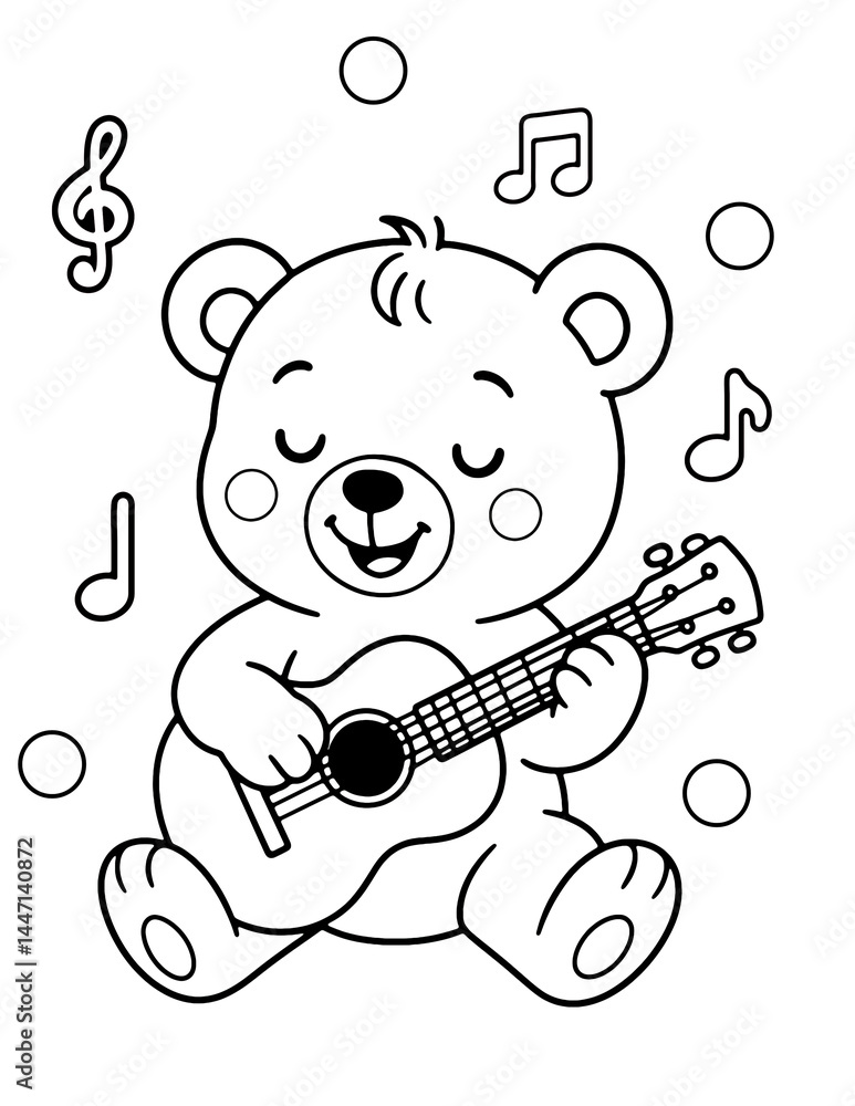 Ilustración de Stock Teddy bear with guitar – fun and easy printable ...