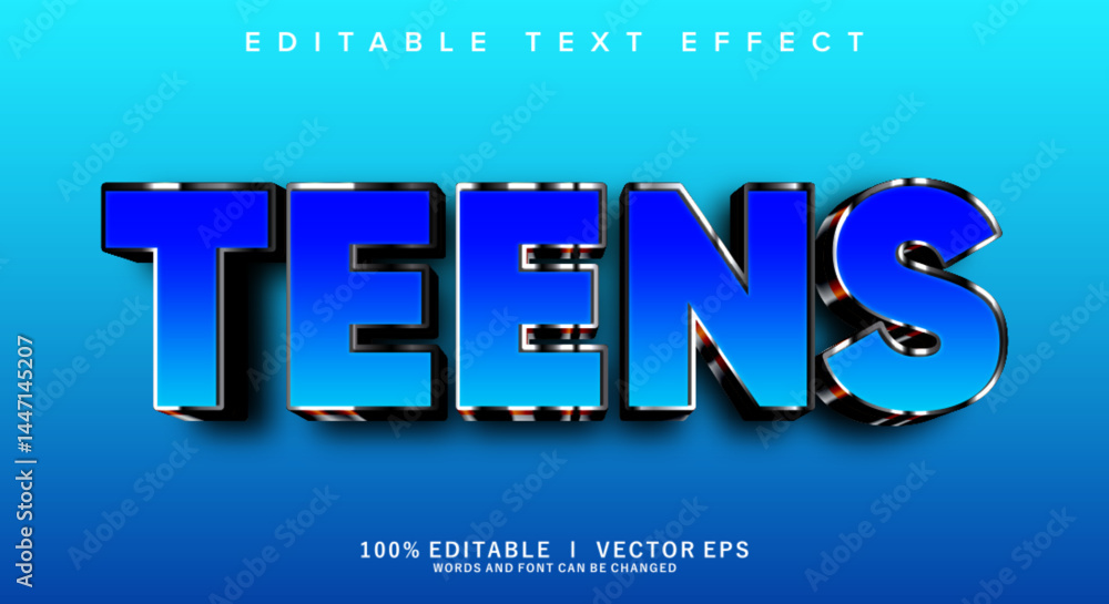 teens 3d vector text effect with modern style design Stock Vector ...