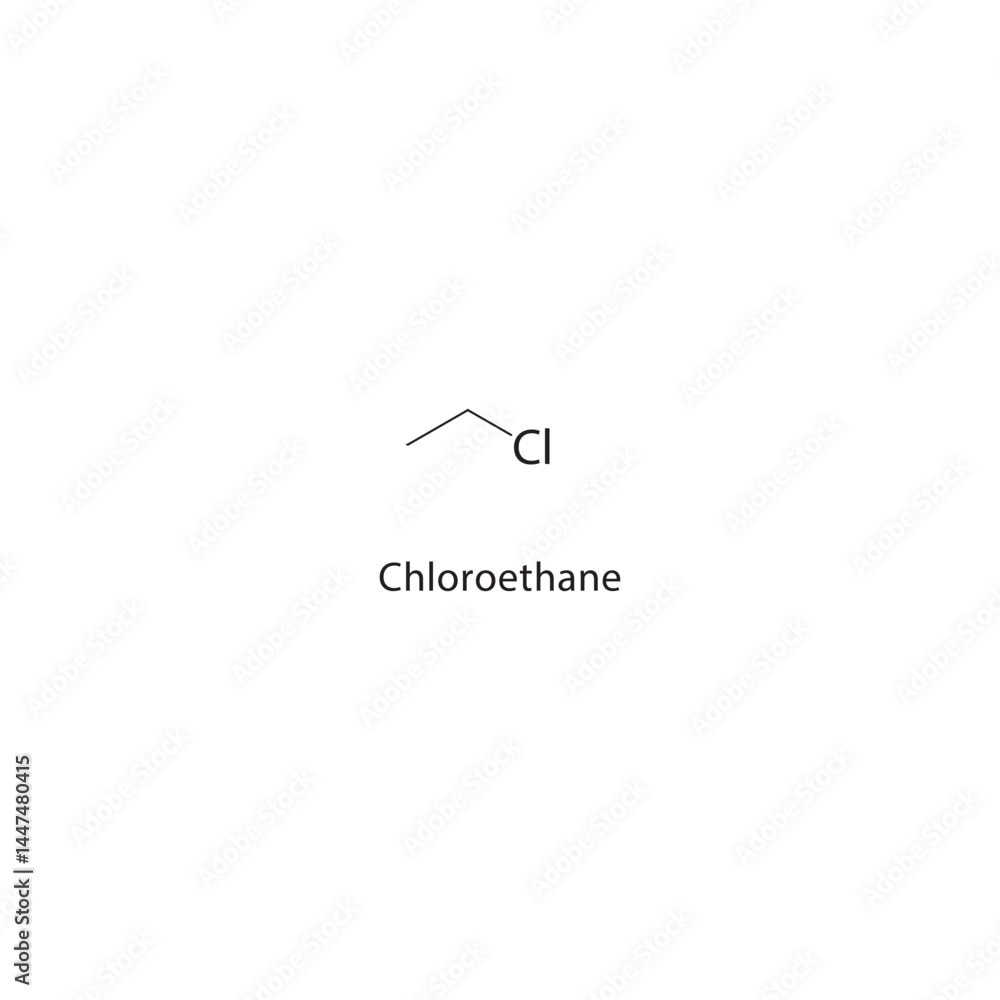 Chloroethane skeletal structure. Chlorinated Alkane compound schematic ...