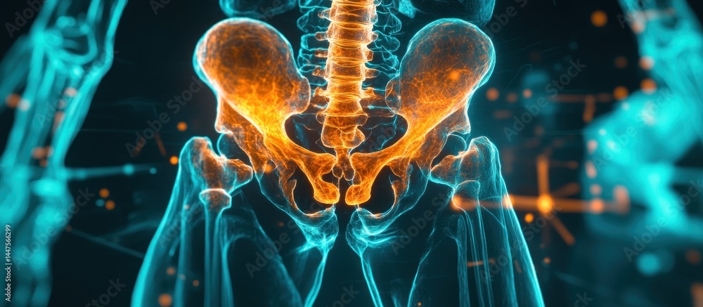 Human Pelvis Anatomy: 3D Medical Illustration of the Hip Bone Structure ...