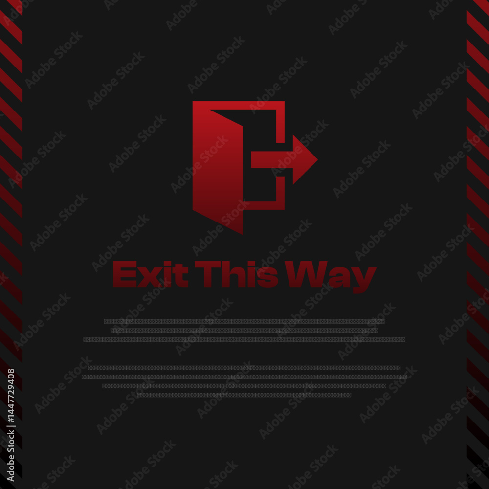 Exit This Way Poster Vector in Red and Black Emergency Evacuation ...