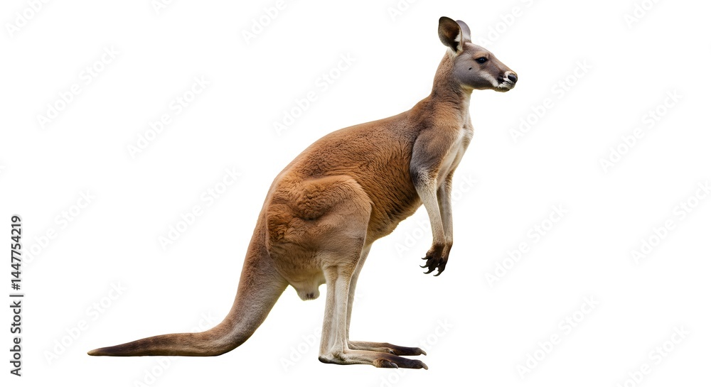 Full body portrait of an iconic Australian Red Kangaroo (Macropus rufus ...