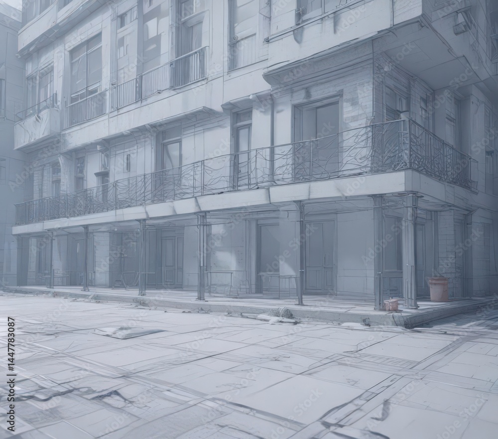 Blueprint overlay on a photo; architectural design mockup, vector ...