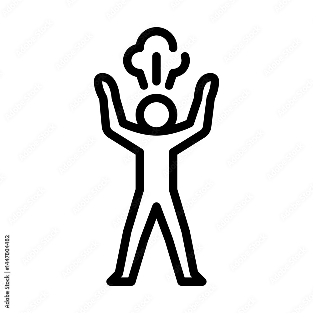 angry gesture outline icon. stick figure mad line art illustration ...