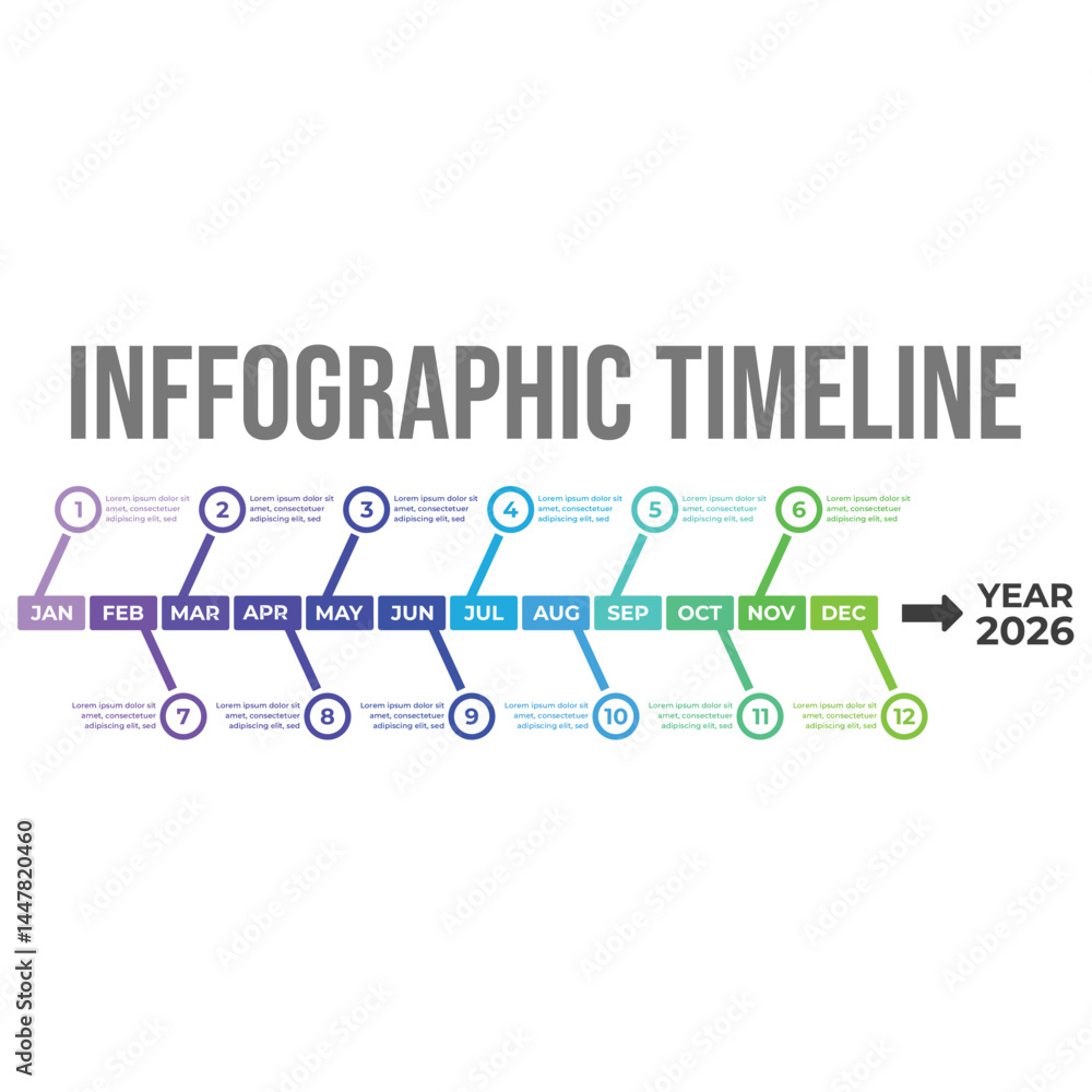 Colorful diagram and timeline schedule design. Timeline infographic for ...