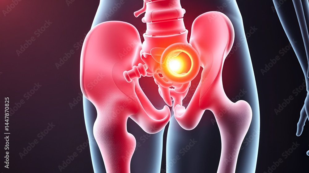 Hip bone cancer or tumor, one side pain. 3d illustration Stock Photo ...
