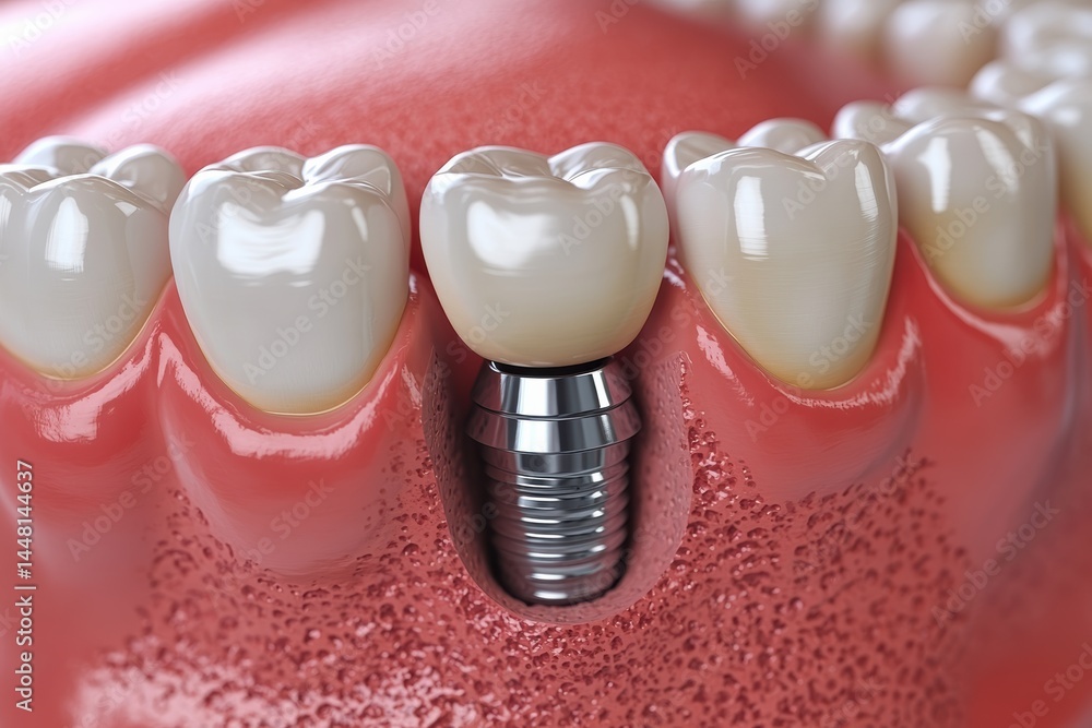 Dental implant procedure for replacing a missing tooth and restoring function and aesthetics ...