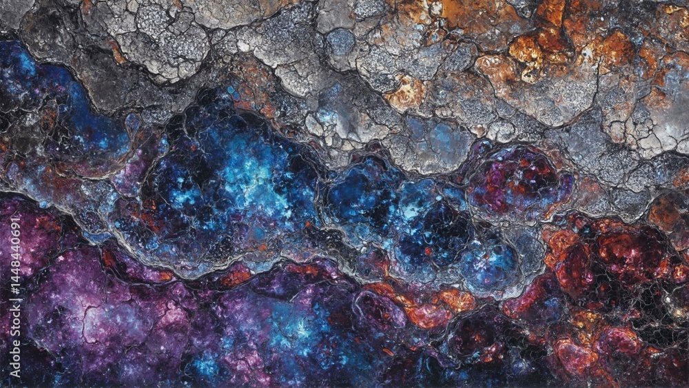 Graphene sheets display vibrant colors within a dark cavern, hinting at ...