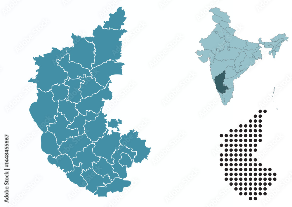 Set maps of Karnataka state Stock Vector | Adobe Stock