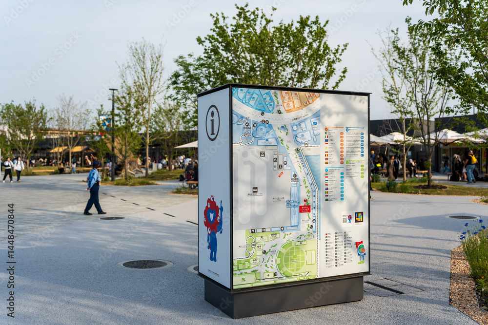 Osaka, Japan - April 30 2025 : Venue map and directional signage ...