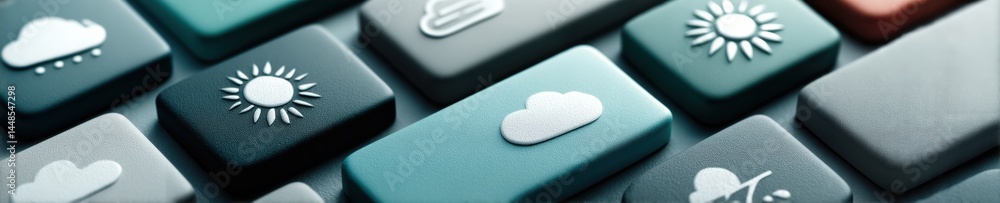 Minimalist Weather Forecast UI Sleek Digital Keyboard Icons Visualizing ...