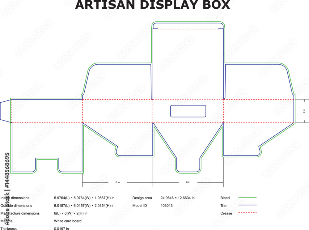 Artisan Display Box Die Cut Template Technical Drawing Packaging Design ...