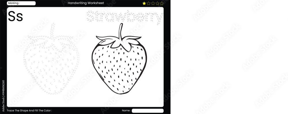 Trace Letter S. Sweet Strawberry Coloring Page for Kids. Printable ...