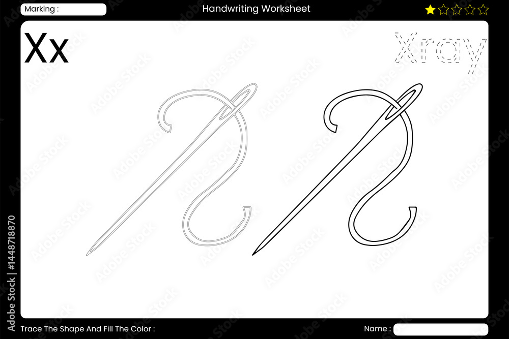 race Letter X. Sharp Sewing Needle Coloring Page for Kids. Printable ...