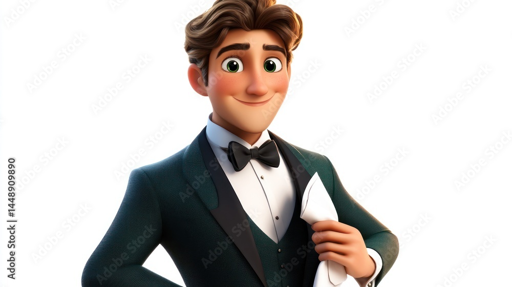 Animated Character in Formal Attire with a Friendly Expression Perfect ...