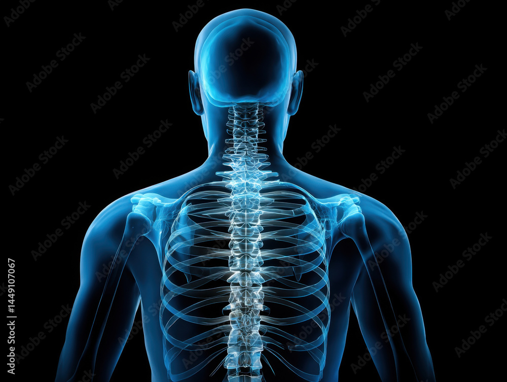 Stock-Illustration „Human spine anatomy skeletal system back view x ray ...