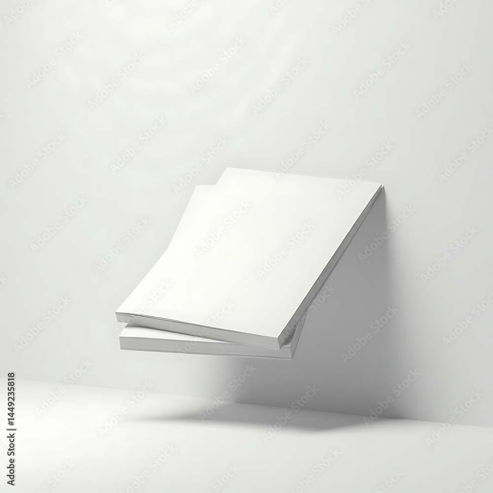 Stock-Foto „Stack of A4 flyers with the top one slightly lifted ...