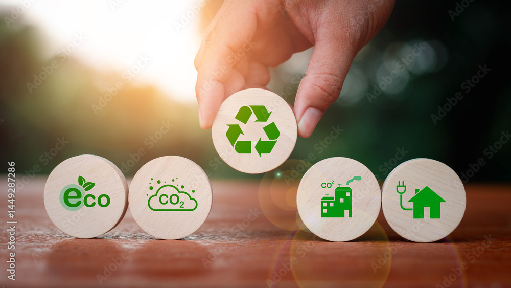 Fotografie business hands holding the green world for the Sustainable ...