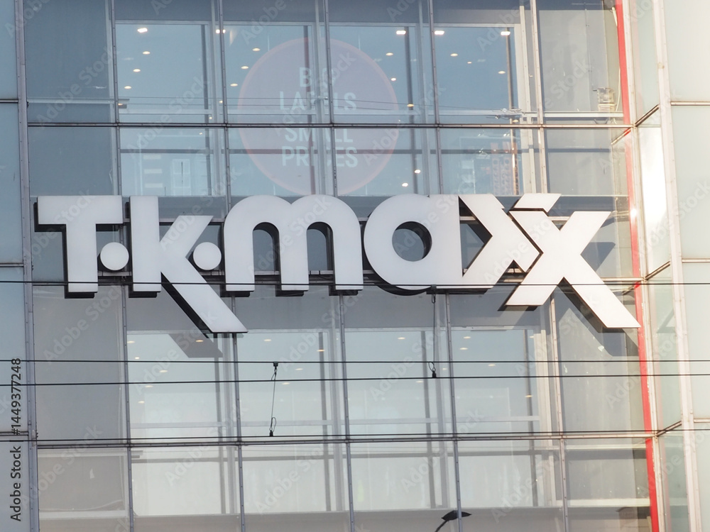TK Maxx Store Illuminated Sign on Modern Glass Shopping Mall Facade ...