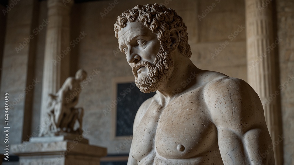 A statue of Phneus, god of heavy speech, spitting stone words that fall ...