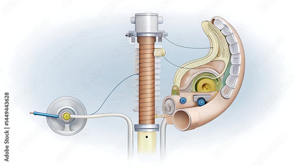 Cochlear Implant and Vertebral Column Structure Diagram for Medical and ...