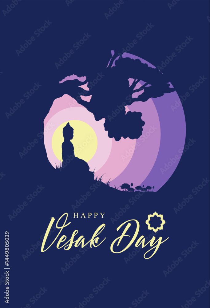 Beautiful Happy Vesak Day 2025 concept design with Siddhartha Gautama ...