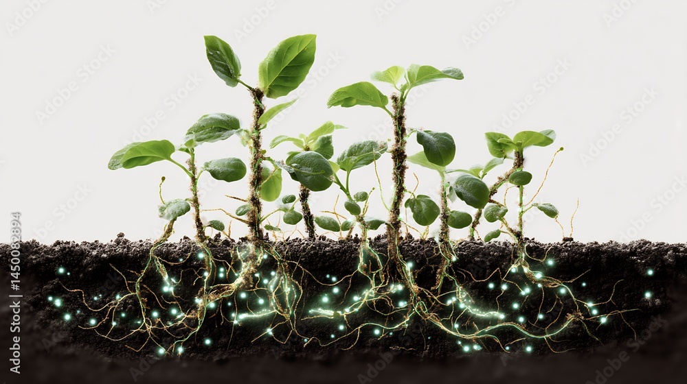 Artistic representation of microbe interacting plant root soil ...