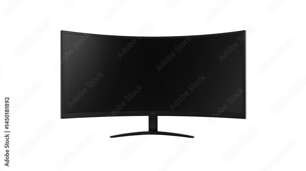 Modern black computer monitor with curved screen, isolated on ...