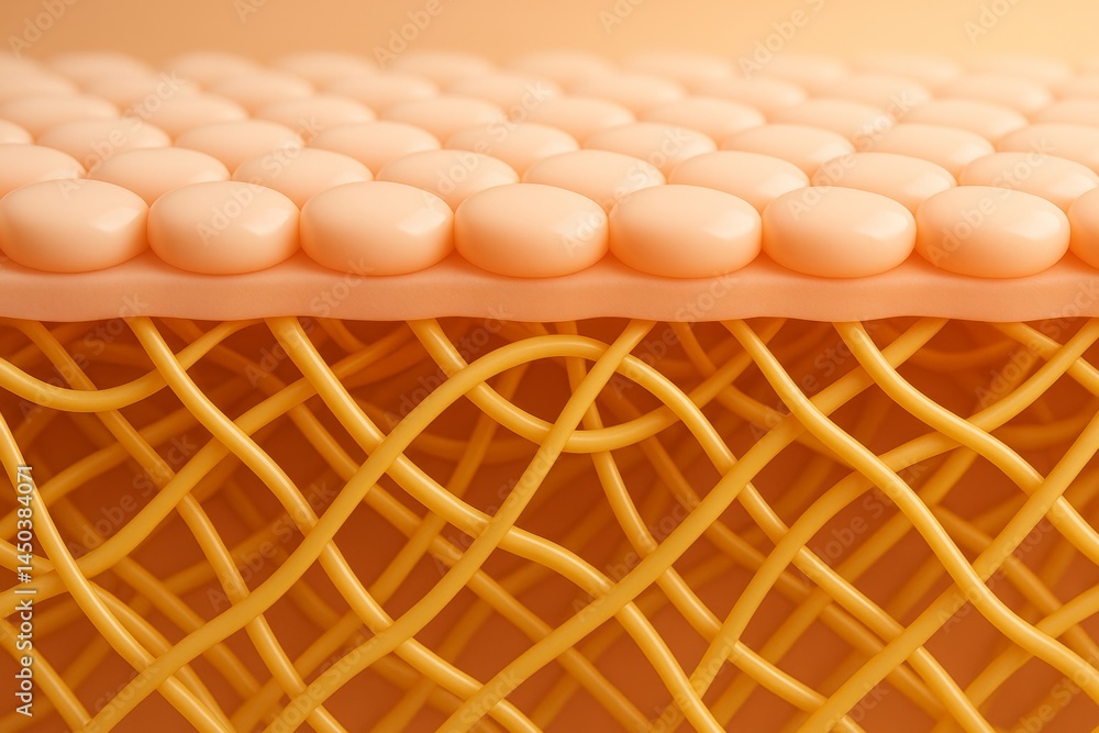 Microscopic view of human skin layers showing epidermis cells and ...