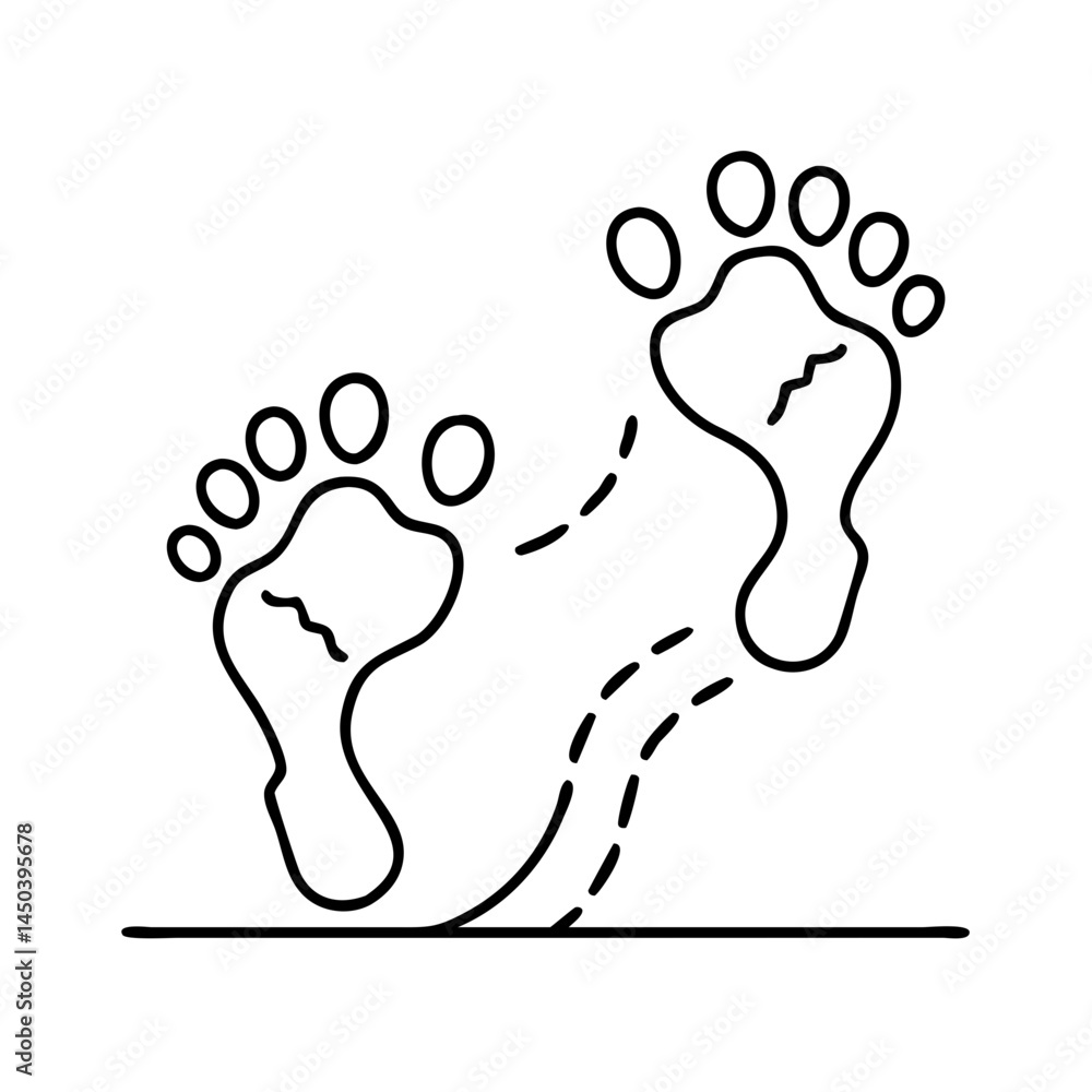 footsteps in sand icon, footsteps in sand line art - simple line art of ...