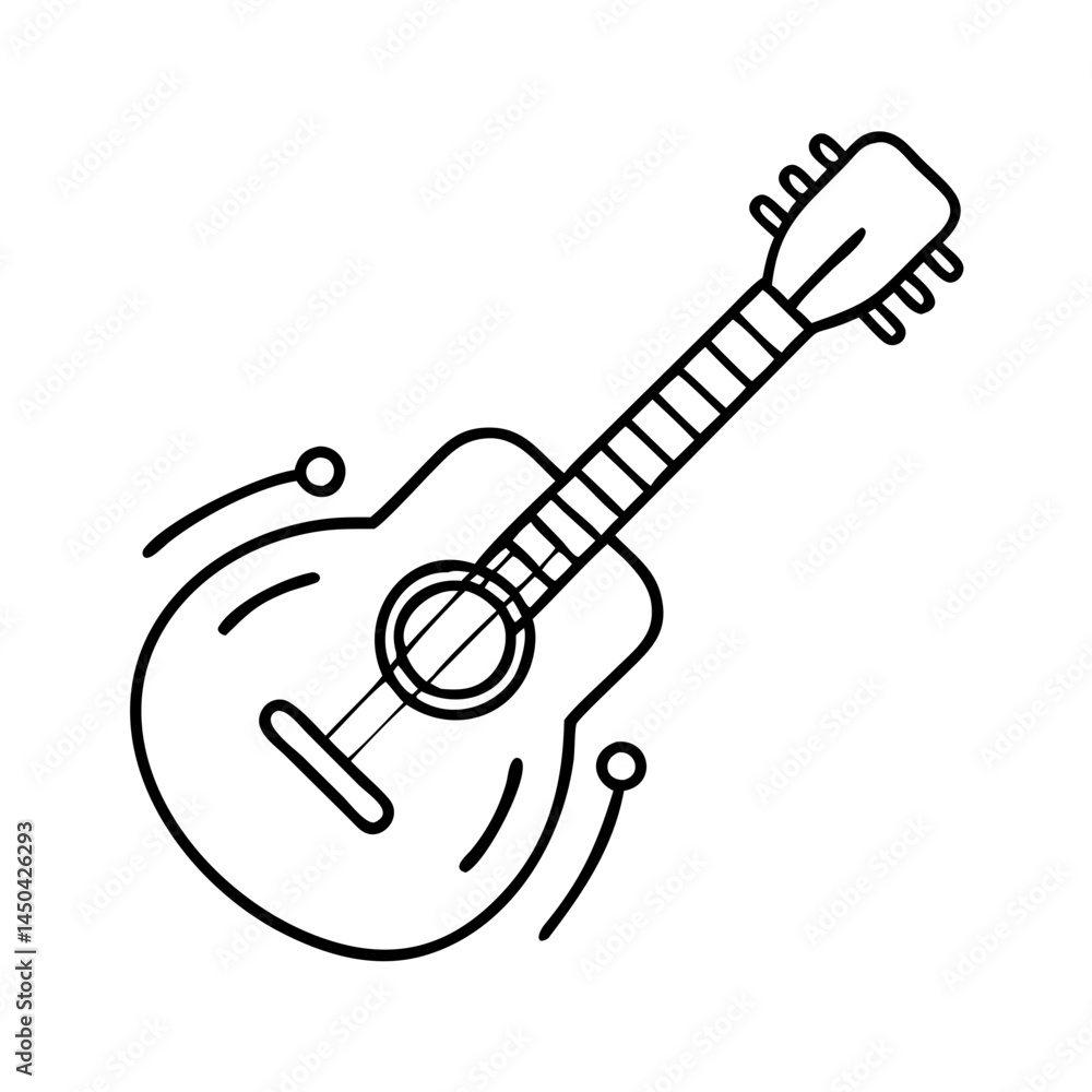 Vektor acoustic guitar with capo icon, acoustic guitar with capo line ...
