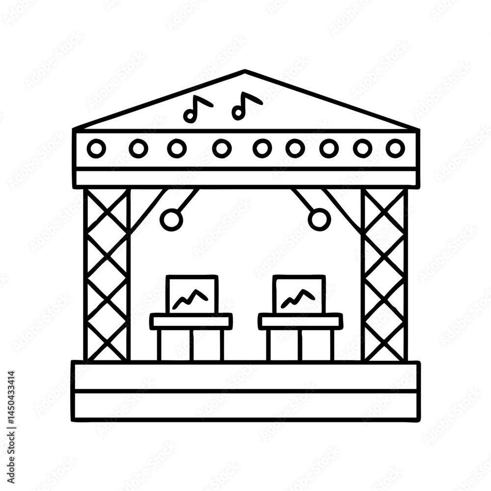 concert venue icon, concert venue line art - simple line art of concert ...