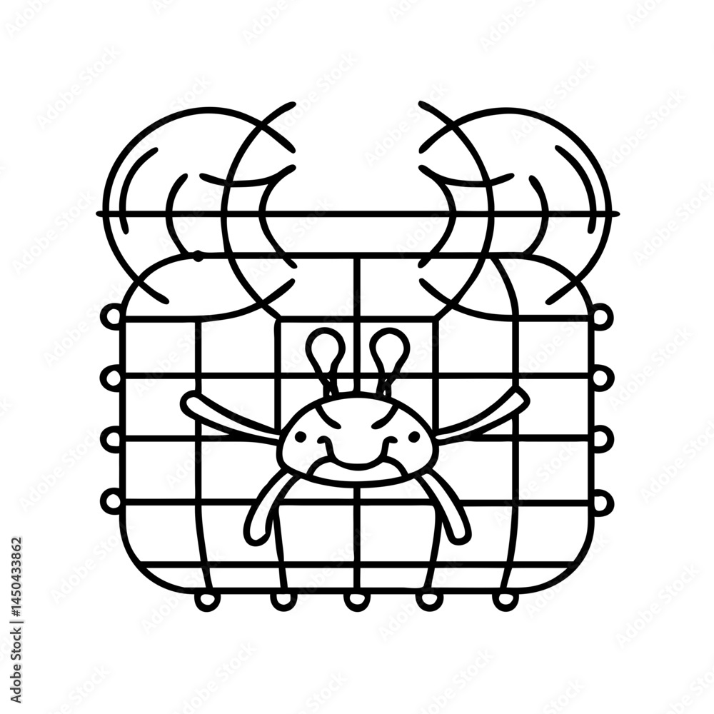 crab trap icon, crab trap line art - simple line art of crab trap ...